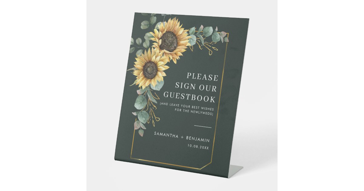Floral Sunflower Eucalyptus Botanical Pedestal Sign | Zazzle