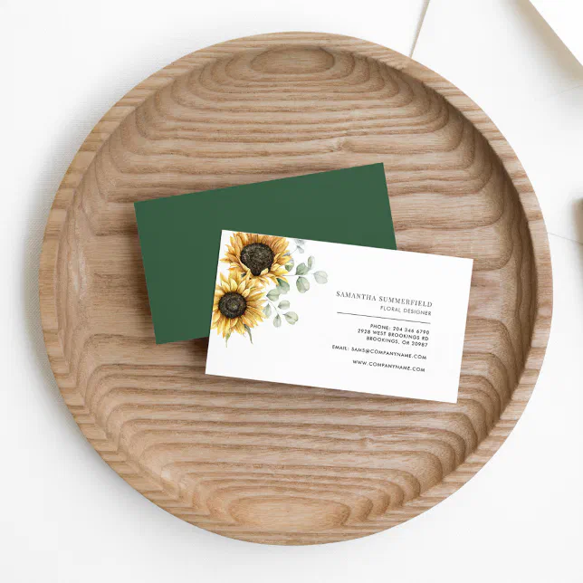 Floral Sunflower Eucalyptus Florist Business Card | Zazzle