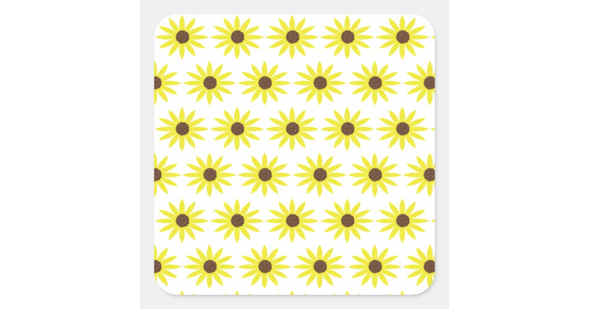 Floral Sunflower Patterns Golden Yellow Flowers Square Sticker | Zazzle