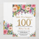 Floral Surprise 100th Birthday Invitation Gold | Zazzle