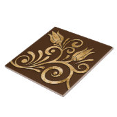 Floral Swirl Seamless Border -Golden Ceramic Tile | Zazzle