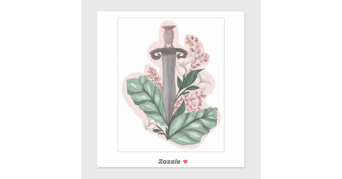 Floral Sword Sticker | Zazzle