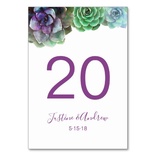 Floral Table Numbers watercolor succulents | Zazzle