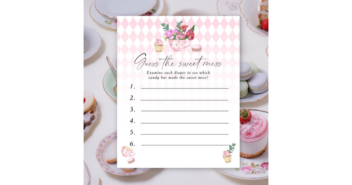 Floral tea party Baby shower Guess the sweet mess | Zazzle