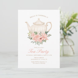 Floral Tea Party Birthday Party Invitation | Zazzle