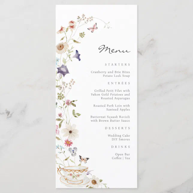 Floral Tea Party Menu | Zazzle