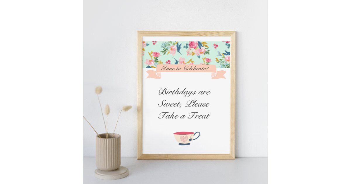 Floral Tea Party Sign | Zazzle