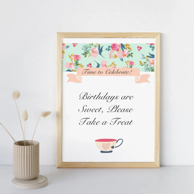 Floral Tea Party Sign | Zazzle