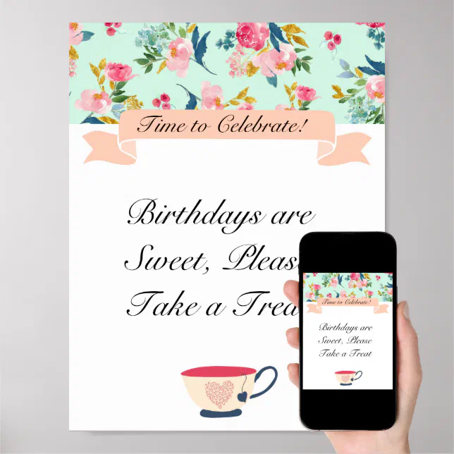 Floral Tea Party Sign | Zazzle
