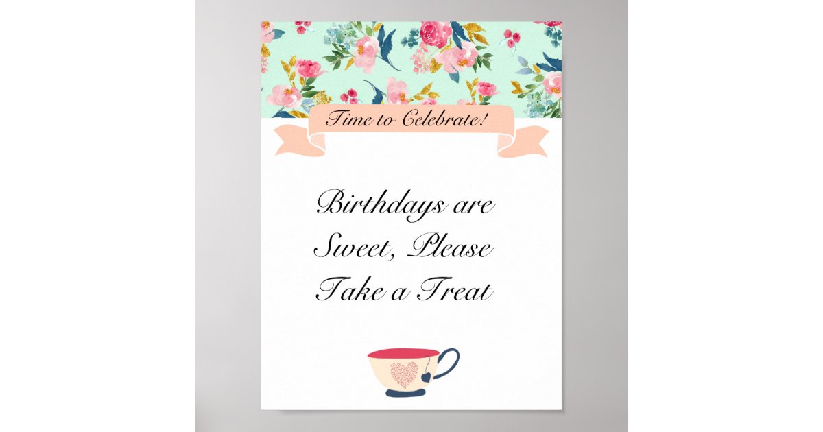 Floral Tea Party Sign | Zazzle