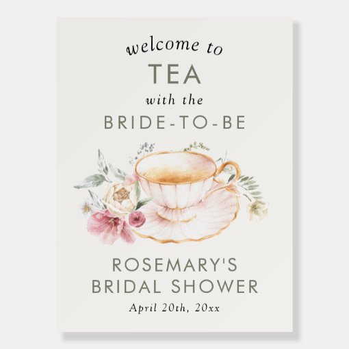 Floral Teacup Bridal Tea Welcome Sign | Zazzle