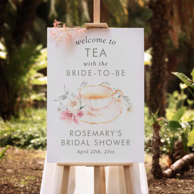 Floral Teacup Bridal Tea Welcome Sign | Zazzle