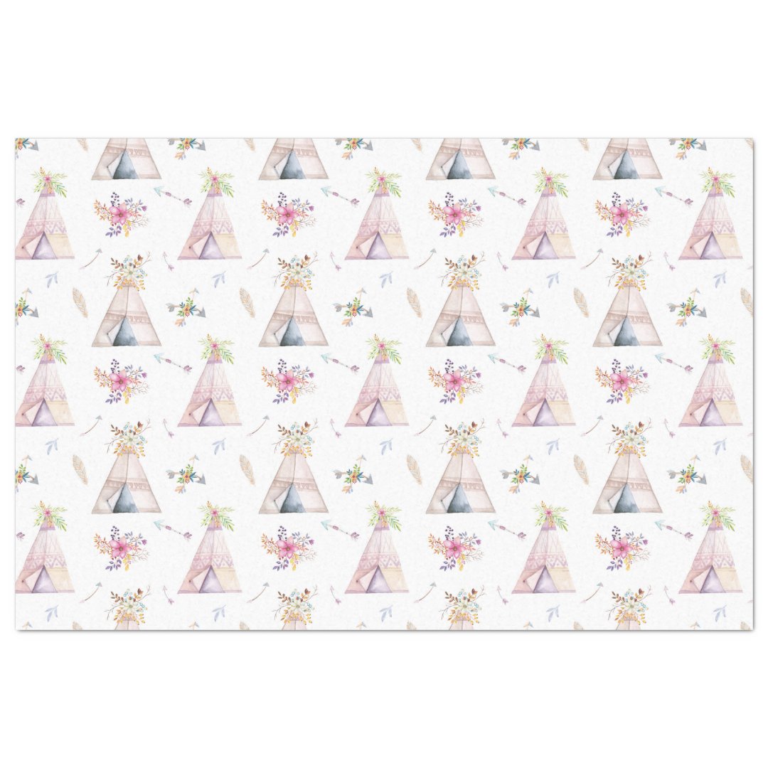 Floral TeePee Gift Wrapping Tissue Paper | Zazzle