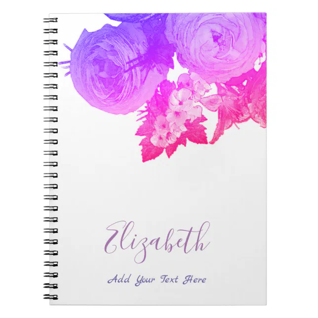 Floral Template Elegant Watercolor Flowers Roses Notebook | Zazzle