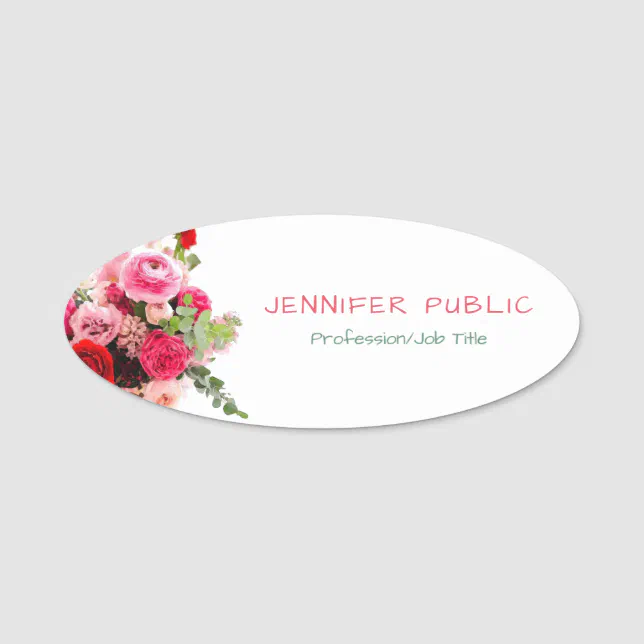 Floral Template Watercolor Roses Flowers Modern Name Tag | Zazzle