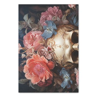 Floral Textured Skull Decoupage Tissue Paper | Zazzle