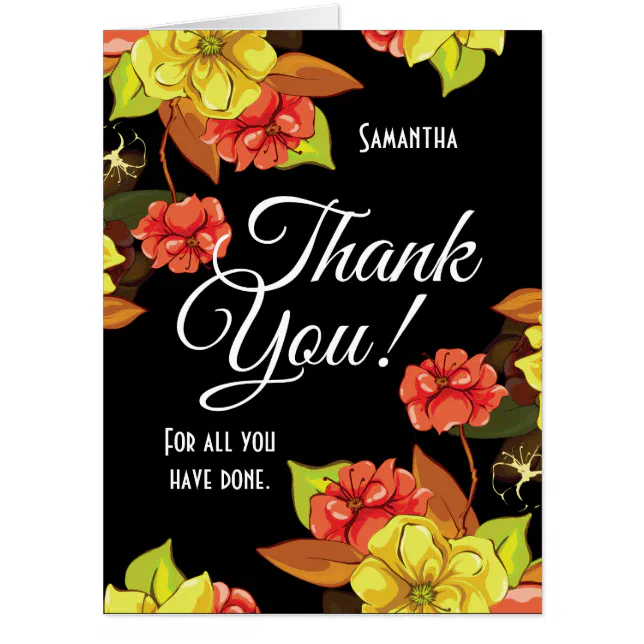 Floral Thank You Appreciation Oversized Card | Zazzle
