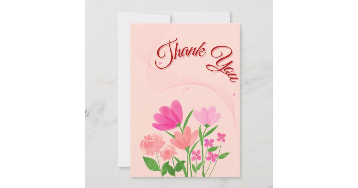 Floral Thank you card in soft colorS | Zazzle