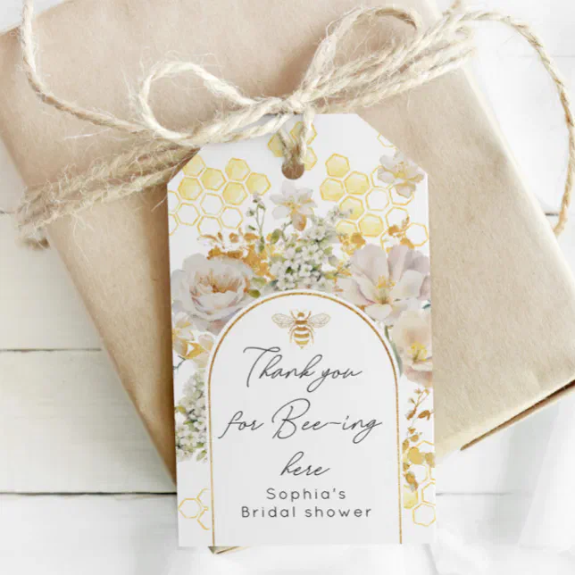 Floral Thank you for beeing here bridal shower Gift Tags | Zazzle