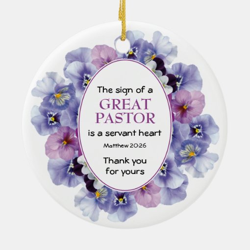 Floral THANK YOU Pastor Appreciation Ceramic Ornament | Zazzle