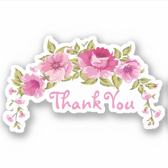 Floral Thank You Sticker Label Favor Stickes | Zazzle.com