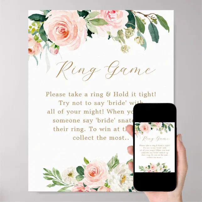 Floral The Ring Game Bridal Shower Game Sign | Zazzle