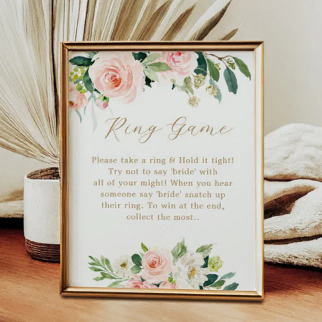 Floral The Ring Game Bridal Shower Game Sign | Zazzle