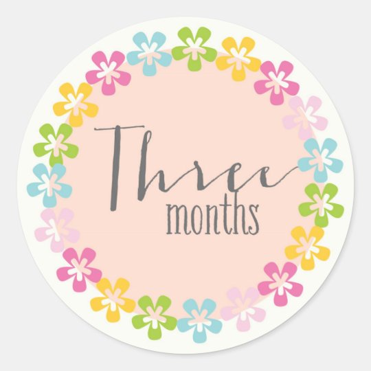 Floral Three Months New Baby Sticker | Zazzle.com
