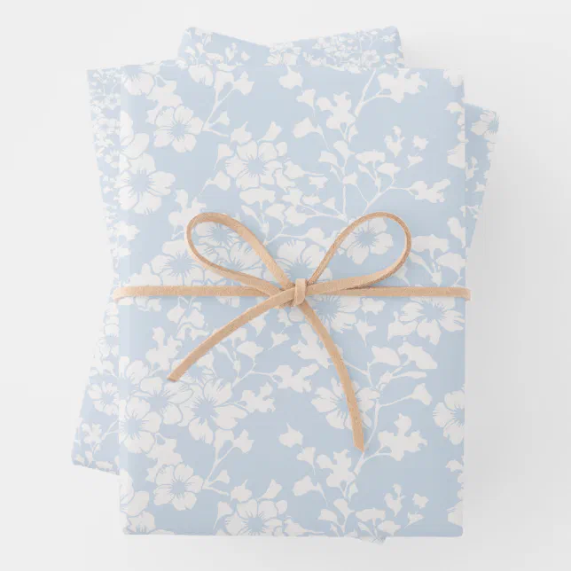 Floral Trellis - Powder Blue Wrapping Paper Sheets | Zazzle