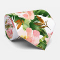 Floral Tropical Palm Pink Flowers Botanical Neck Tie | Zazzle
