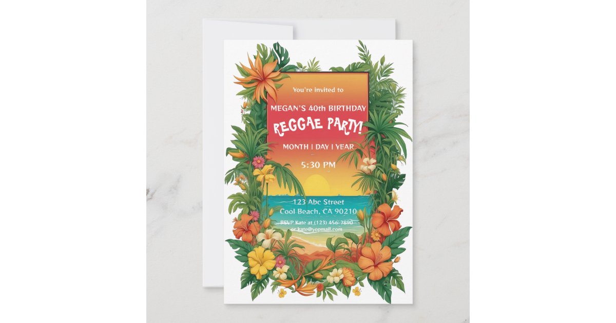 Floral Tropical Reggae Party Customizable Invitation | Zazzle