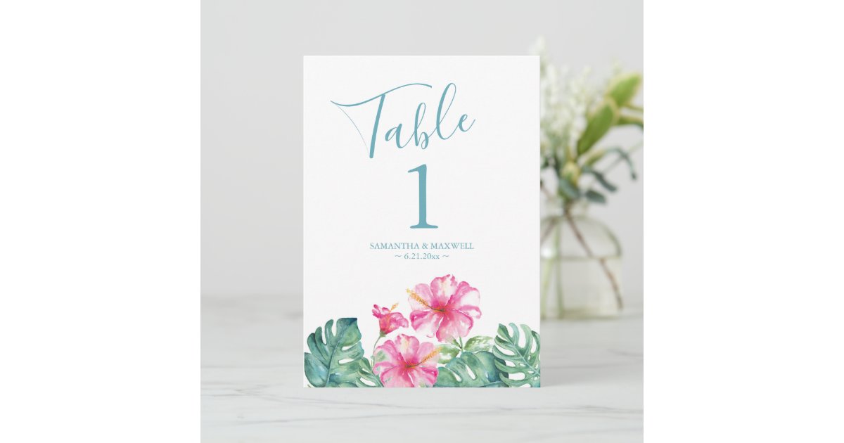 Floral Tropical Wedding Table Number | Zazzle