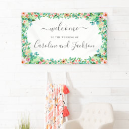 Floral Tropical Wedding Welcome Banner | Zazzle