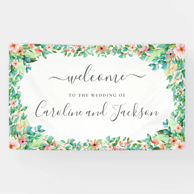Floral Tropical Wedding Welcome Banner | Zazzle