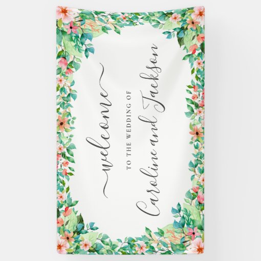 Floral Tropical Wedding Welcome Banner | Zazzle