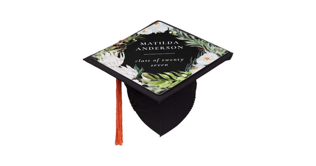 Floral tropical wreath graduation day graduation cap topper | Zazzle