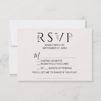 Floral Typography Song Request RSVP Card | Zazzle