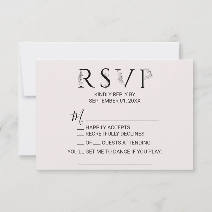 Floral Typography Song Request RSVP Card | Zazzle