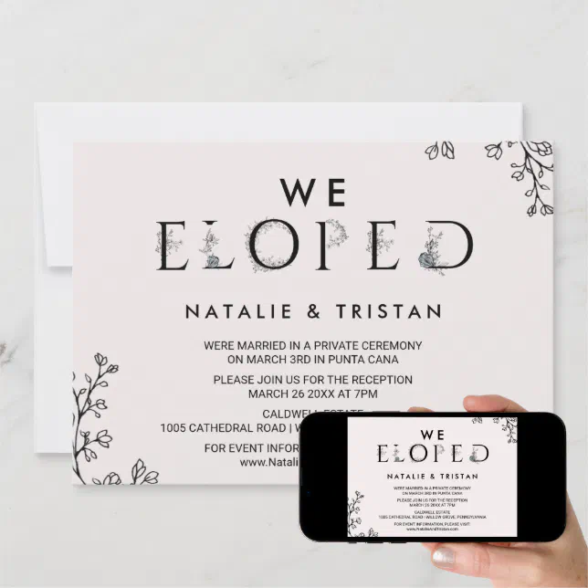 Floral Typography We Eloped Invitation | Zazzle