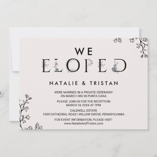 Floral Typography We Eloped Invitation | Zazzle.com