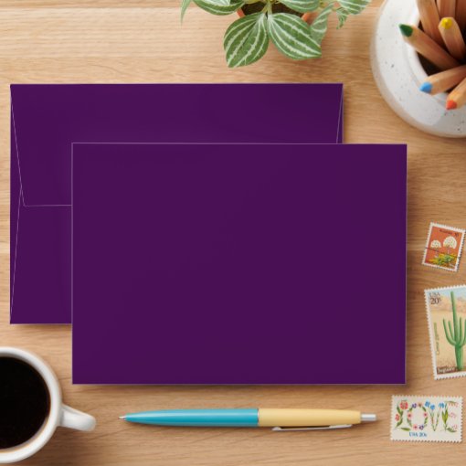 Floral Ultra Violet Purple Wedding Invitation Envelope | Zazzle
