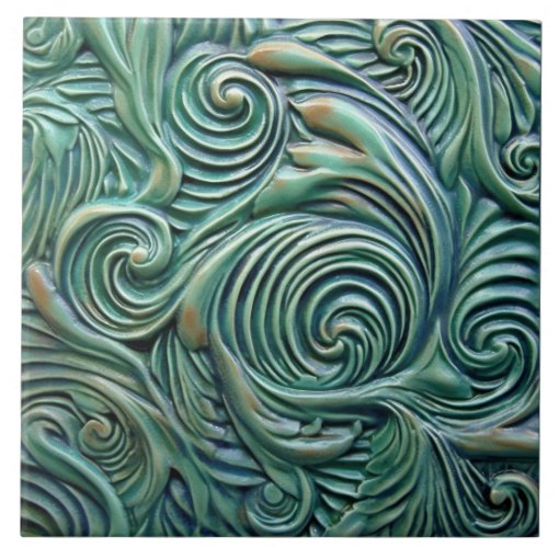 Floral Victorian Swirls Green Organic Patterns Ceramic Tile | Zazzle