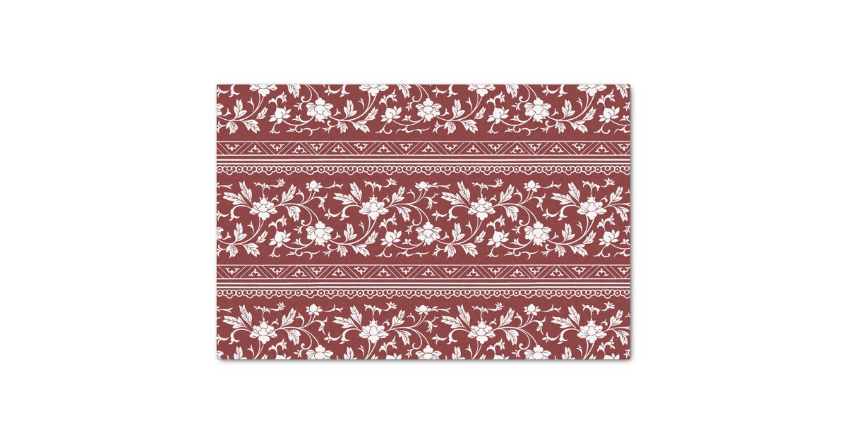 Floral Vintage Chinoiserie Red Decoupage Tissue Paper | Zazzle