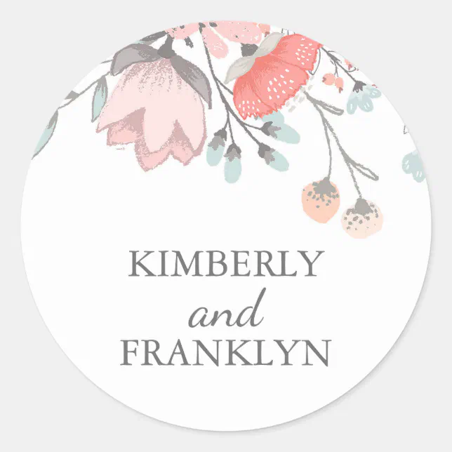 Floral Vintage Classic Round Sticker | Zazzle