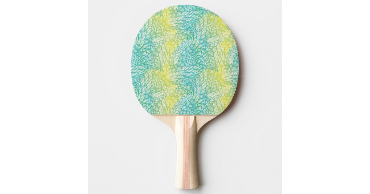 Floral Vintage Yellow And Blue Gradient Ping Pong Paddle | Zazzle
