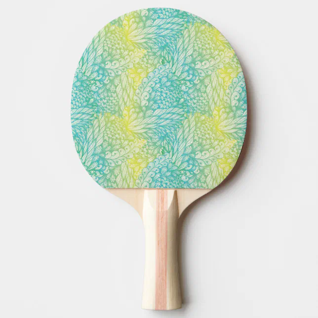 Floral Vintage Yellow And Blue Gradient Ping Pong Paddle | Zazzle