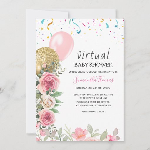Floral virtual baby shower invitation | Zazzle
