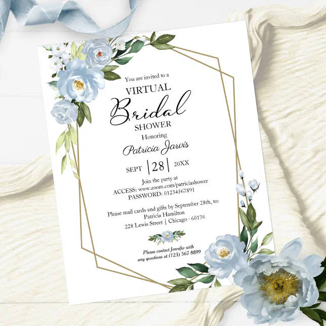 Floral Virtual Bridal Shower Budget Invitation | Zazzle