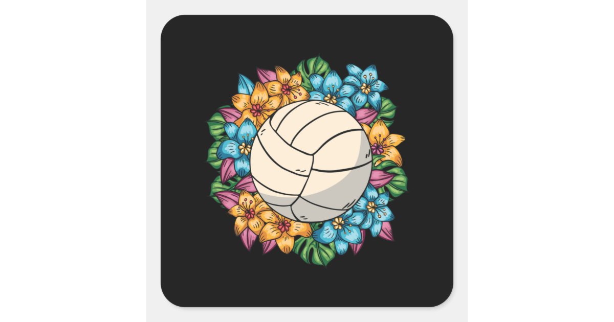 FLORAL VOLLEYBALL SQUARE STICKER | Zazzle