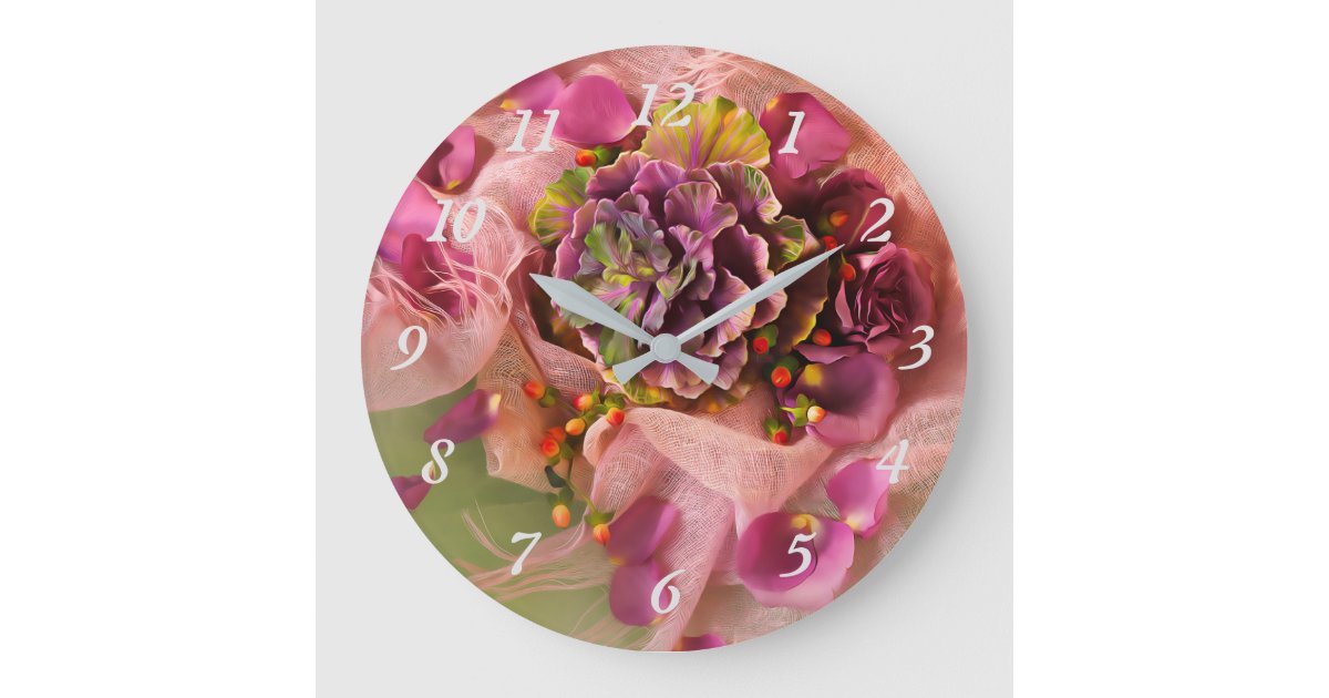 Floral Wall Clock | Zazzle